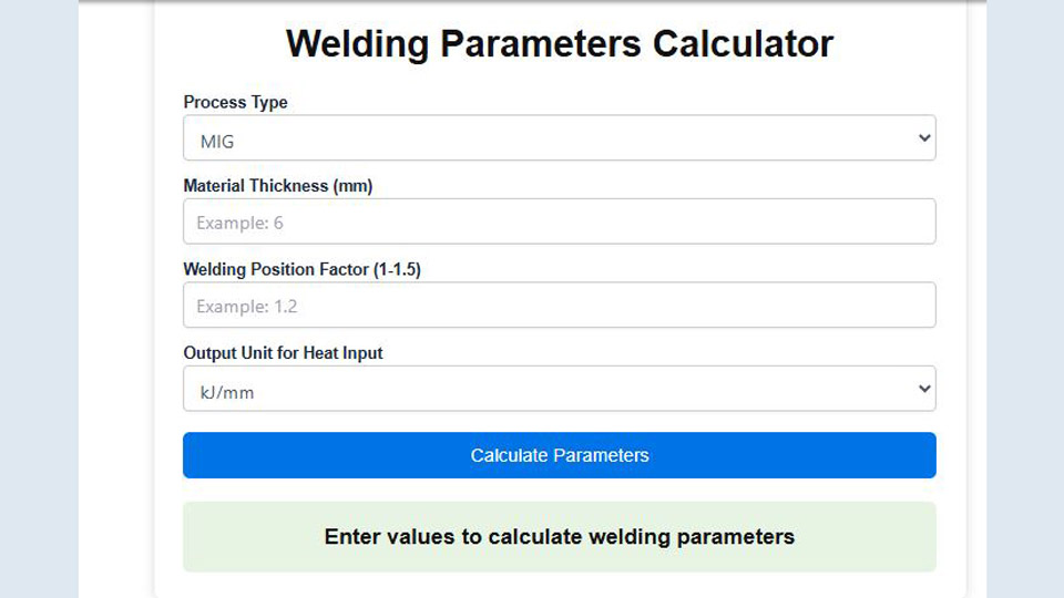Welding Parameters Calculator: Accurate Settings Fast
